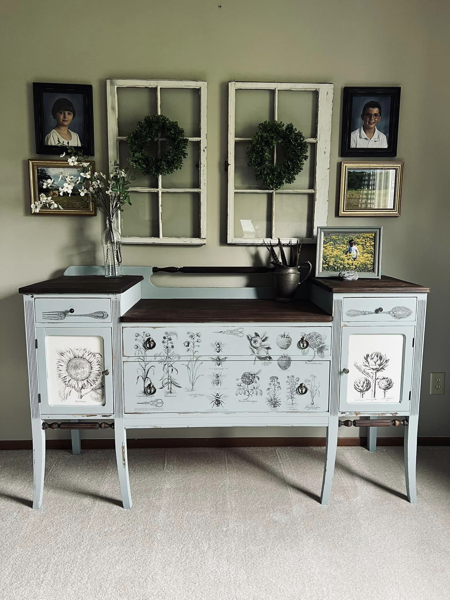 Farmhouse Buffet Painted Buffet Blue Buffet Farmers Market - Etsy