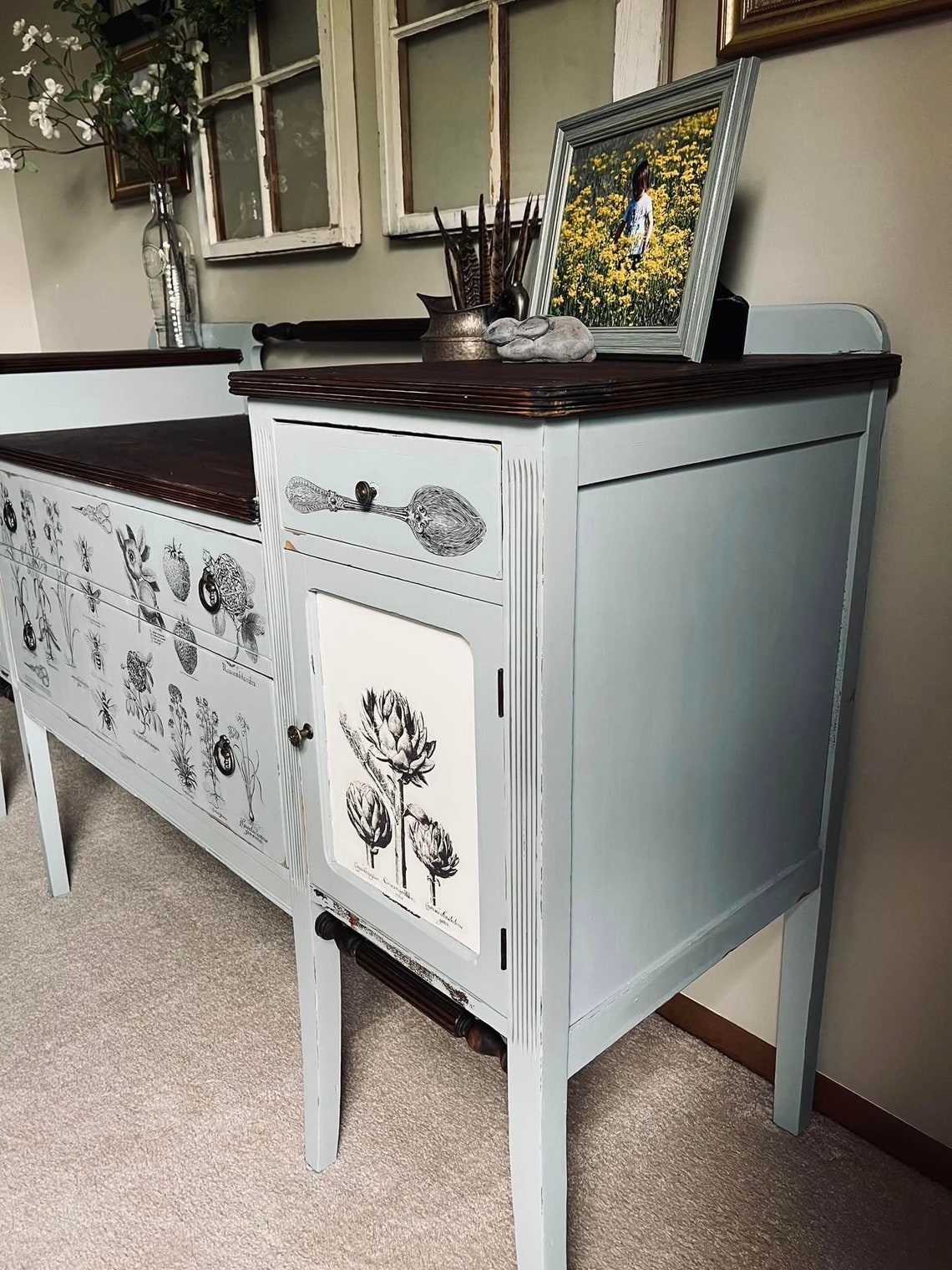 Farmhouse Buffet Painted Buffet Blue Buffet Farmers Market - Etsy