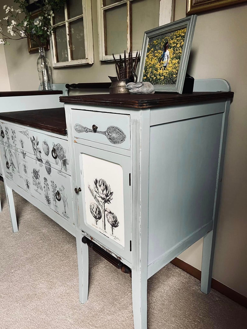 Farmhouse Buffet Painted Buffet Blue Buffet Farmers Market - Etsy