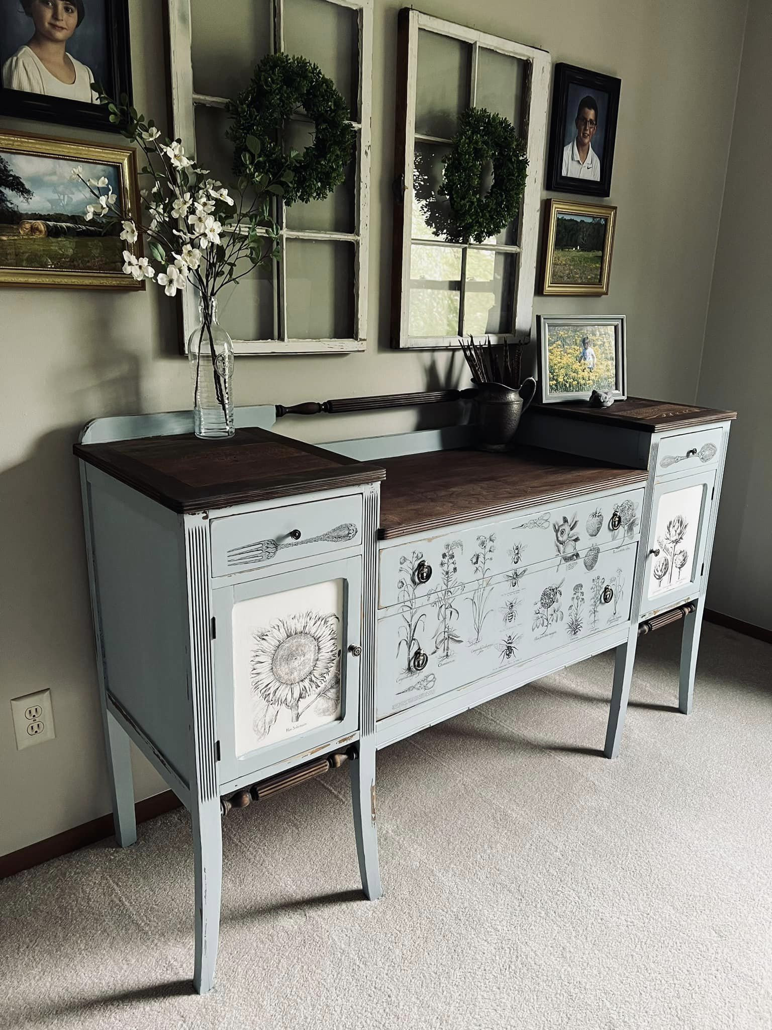 Farmhouse Buffet Painted Buffet Blue Buffet Farmers Market - Etsy