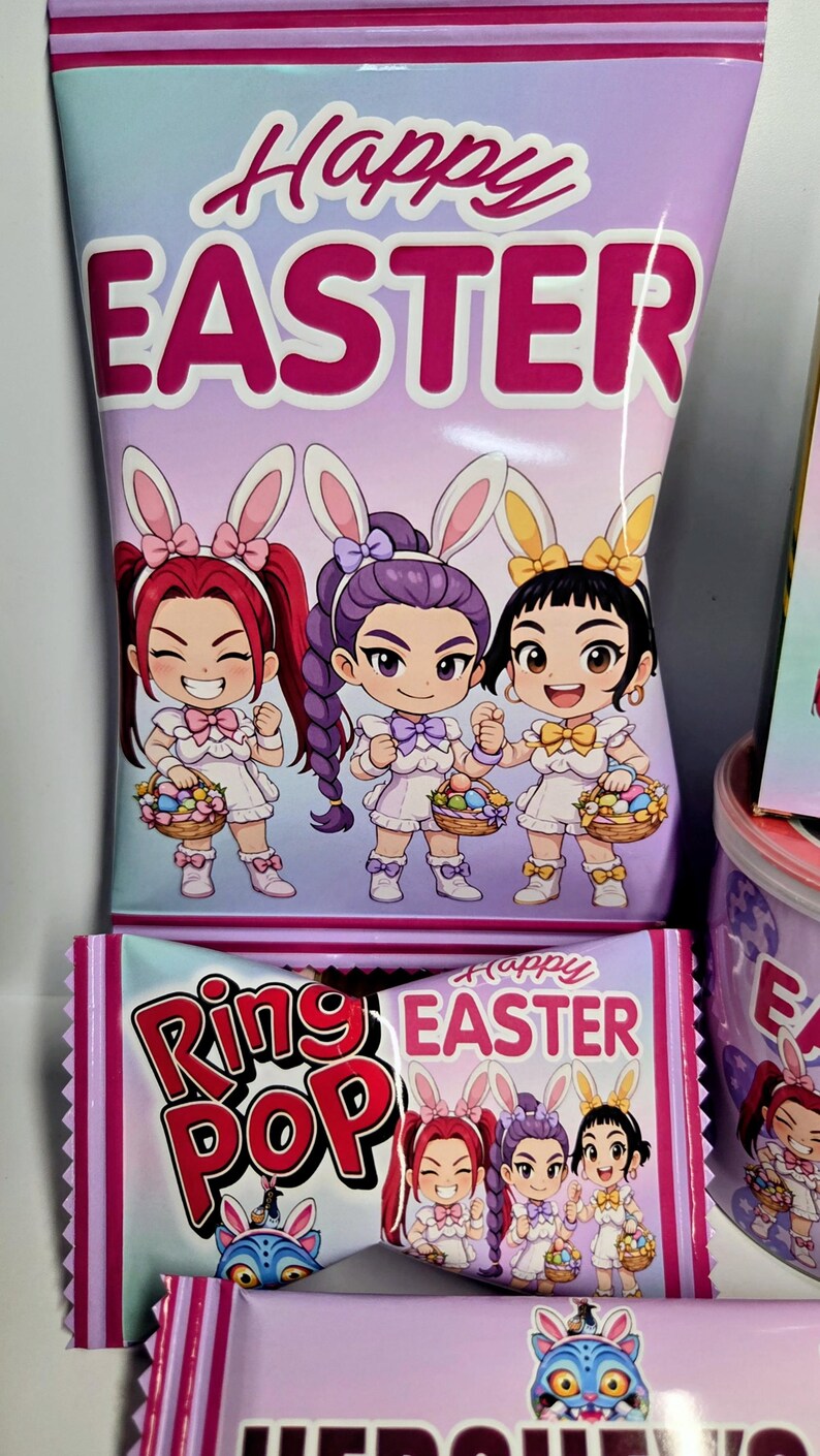 Kpop Demon Hunters Easter Party Wraps | Favor Templates (digital ...