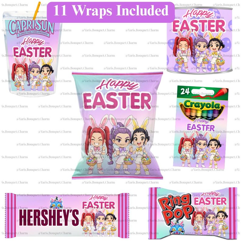 Kpop Demon Hunters Easter Party Wraps | Favor Templates (digital ...