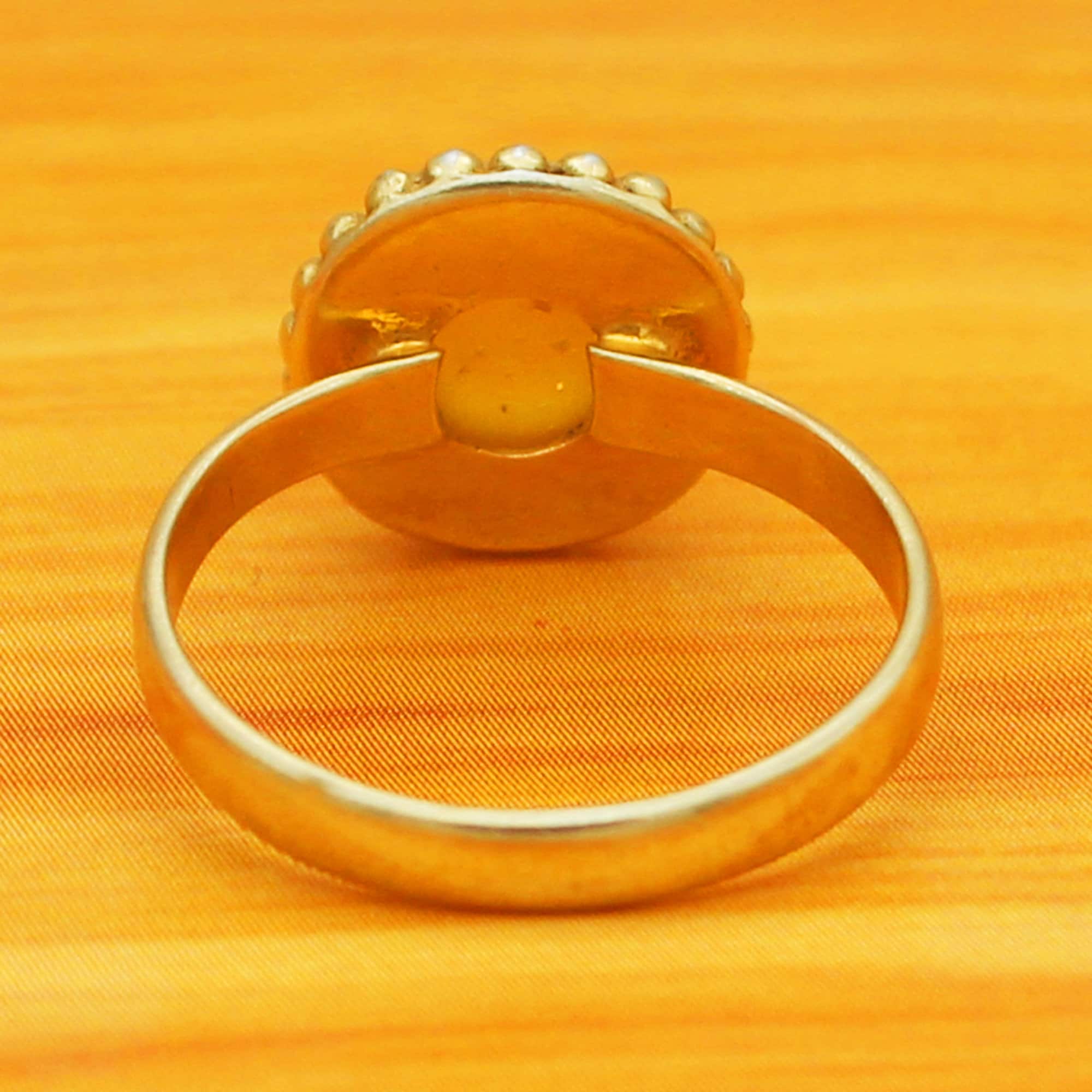 Solid Gold Jewelry Amber Ring Handmade Birthstone Jewelry 9k - Etsy UK