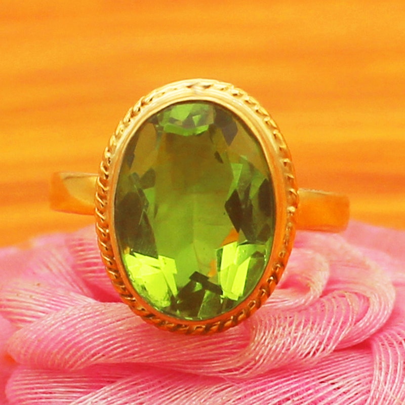 Gold Peridot Ring - Etsy
