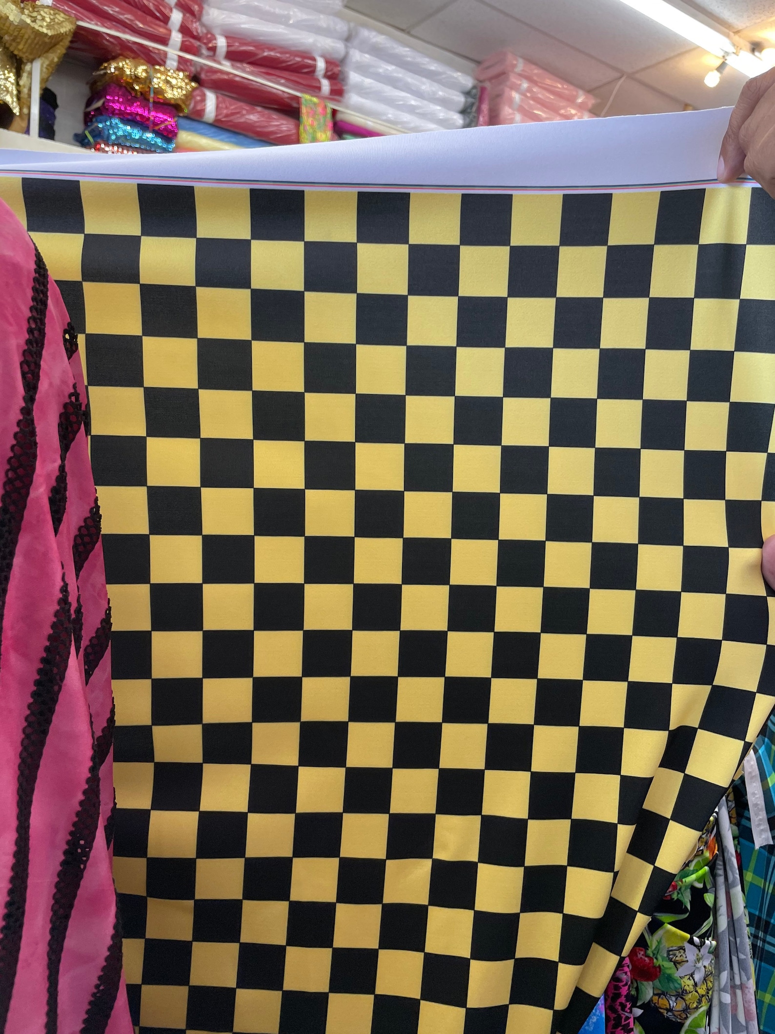 Black and Yellow Checkers 1 Inch Checkered Fabric Sold by the Yard ...