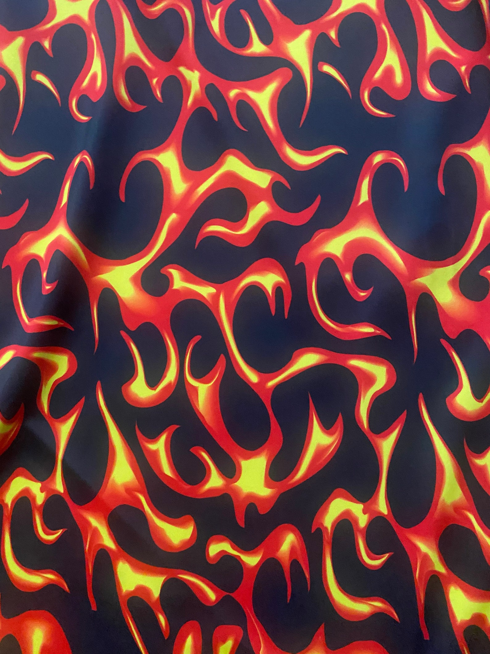 Flames/fire on Black Base Nylon Spandex Four Way Stretch - Etsy