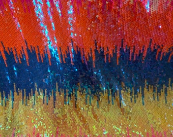 Multi-color Rainbow Wave Designs Stretch Sequins 2 Way on | Etsy