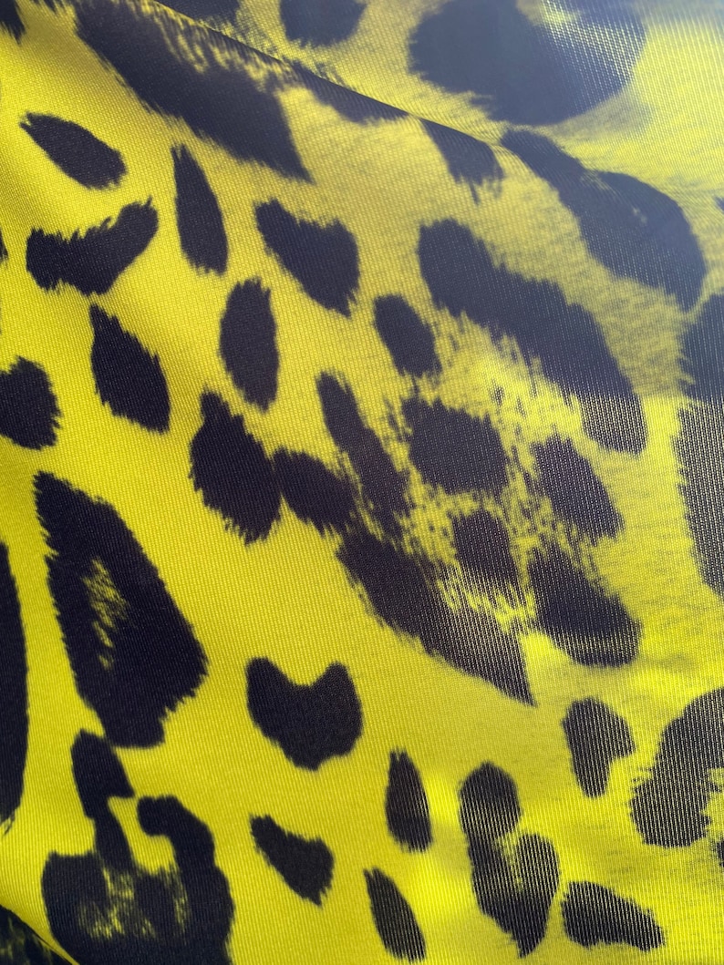 Neon Green Leopard Print Poly Spandex Fabric - Four Way Stretch - Etsy