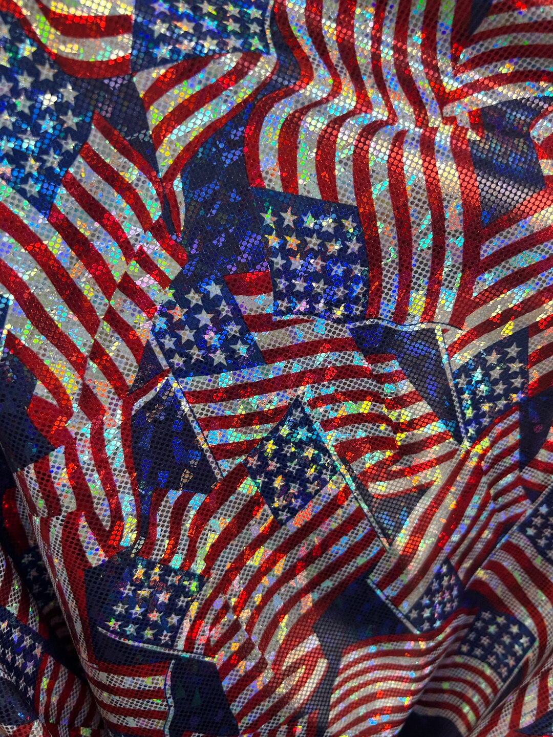 American Flag Design Shattered Glass Super Shiny Hologram Four-way ...