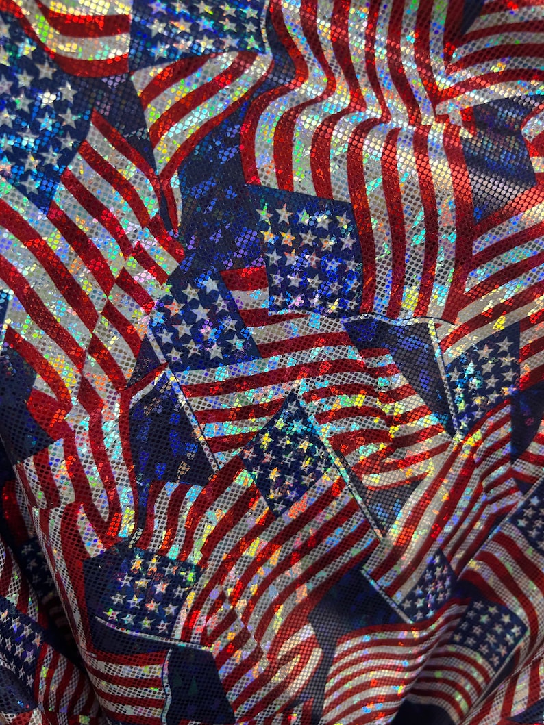 American Flag Design Shattered Glass Super Shiny Hologram Four-way ...