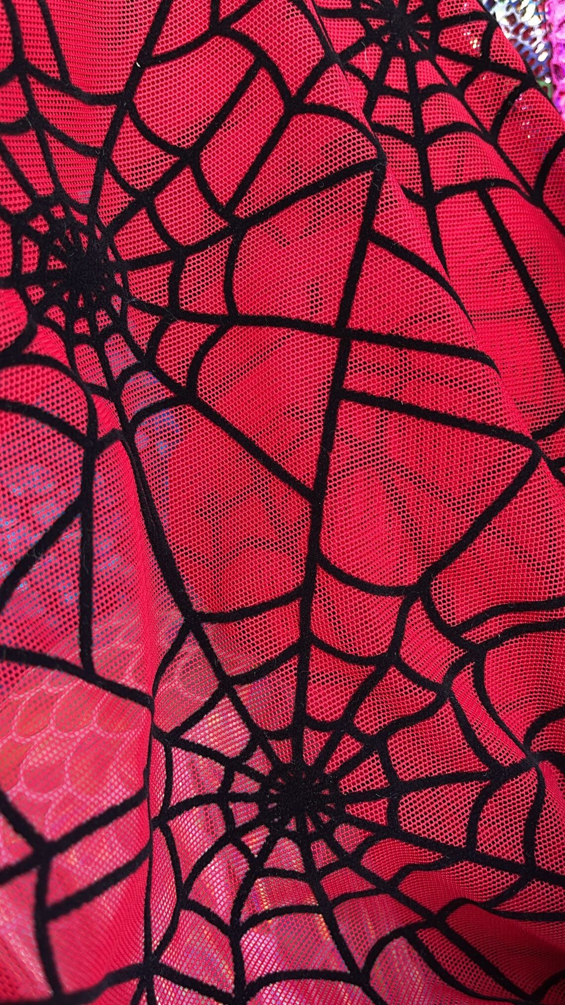Mesh With Velvet Spiderwebs 4 Way Stretch Nylon Mesh Fabric - Etsy