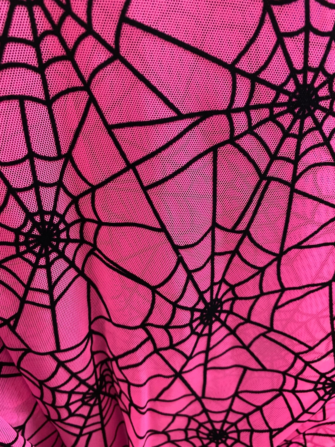 Mesh With Velvet Spiderwebs 4 Way Stretch Nylon Mesh Fabric Sold by the ...