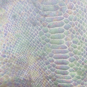 White Iridescent Snake Skin Design Four Way Stretch Velvet Fabric Sold ...