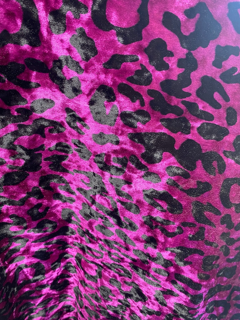 Purple & Black Leopard Print 2-way Stretch Velvet Fabric by the Yard - Etsy