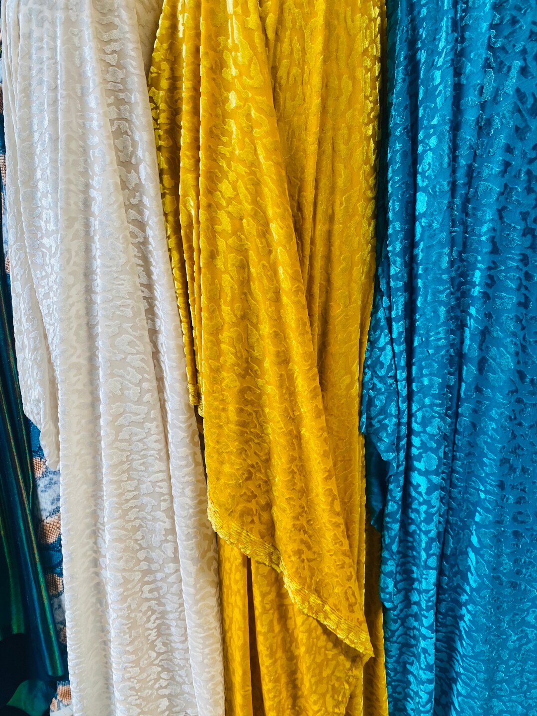 Multicolor Velvet Leopard/cheetah Print Four-way Velvet Burnout Stretch ...