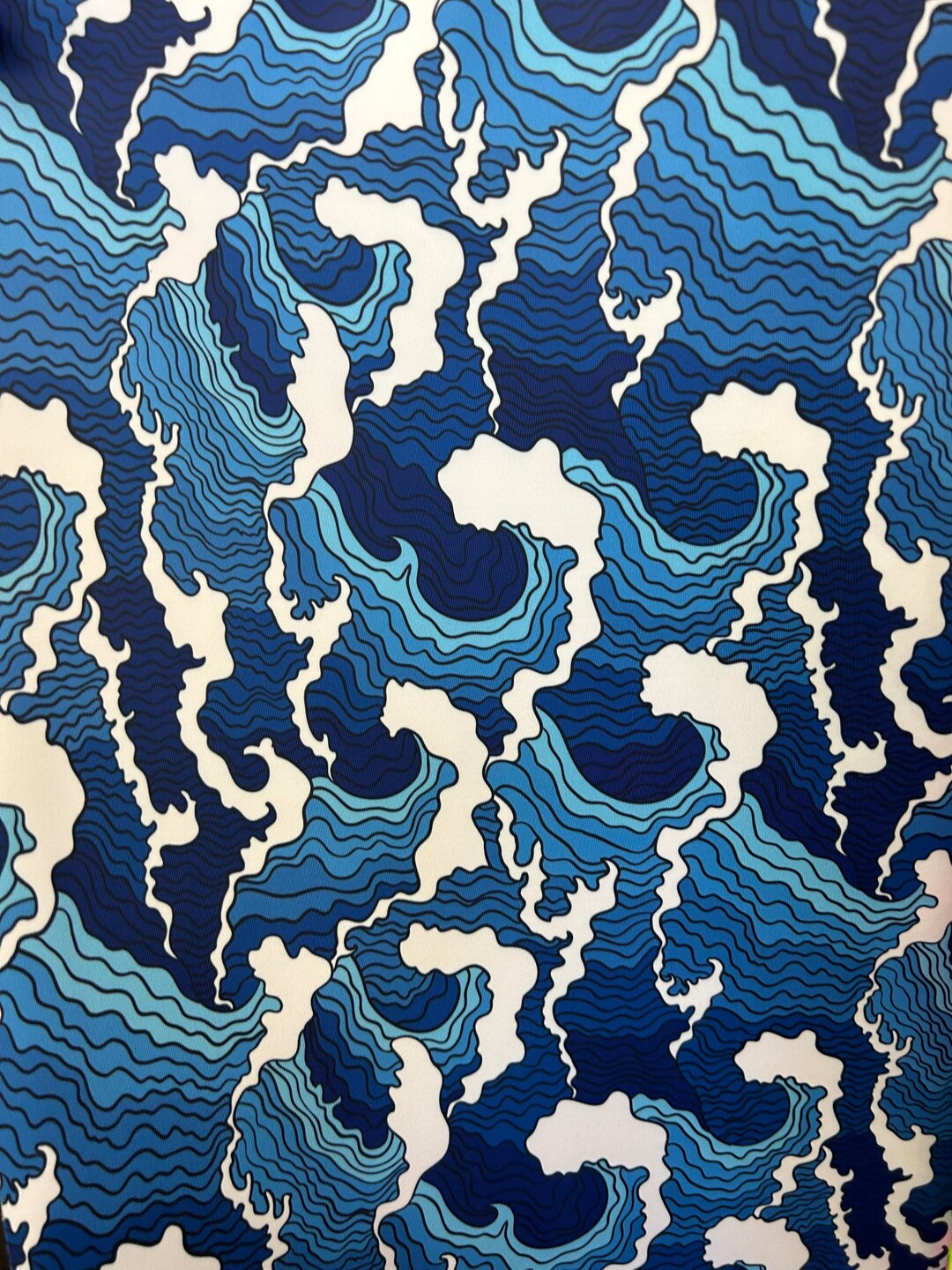 Abstract Waves on Great Quality Nylon Spandex Fabric Four Way Stretch ...