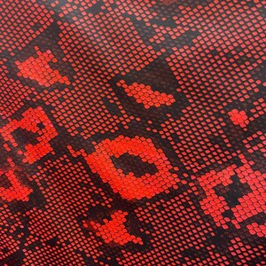 Red and Black Snake Print on Nylon Spandex Four Way Stretch Fabric Sold ...