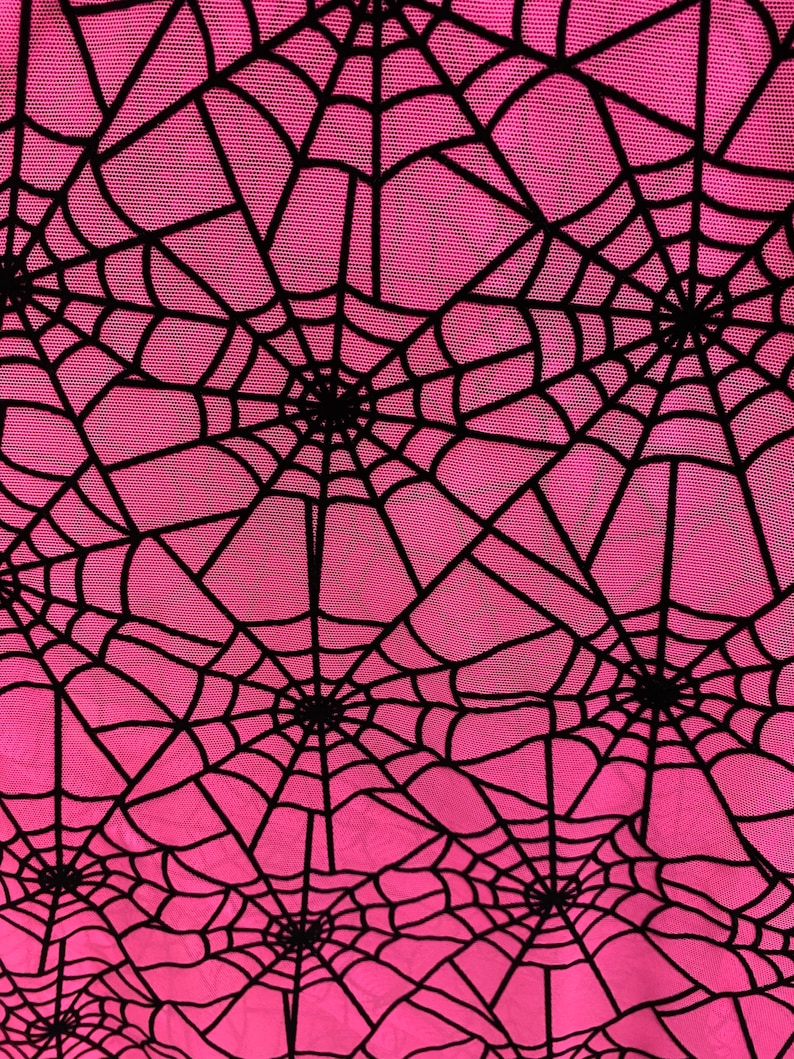 Mesh With Velvet Spiderwebs 4 Way Stretch Nylon Mesh Fabric - Etsy
