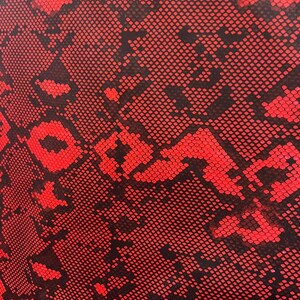 Red and Black Snake Print on Nylon Spandex Four Way Stretch Fabric Sold ...