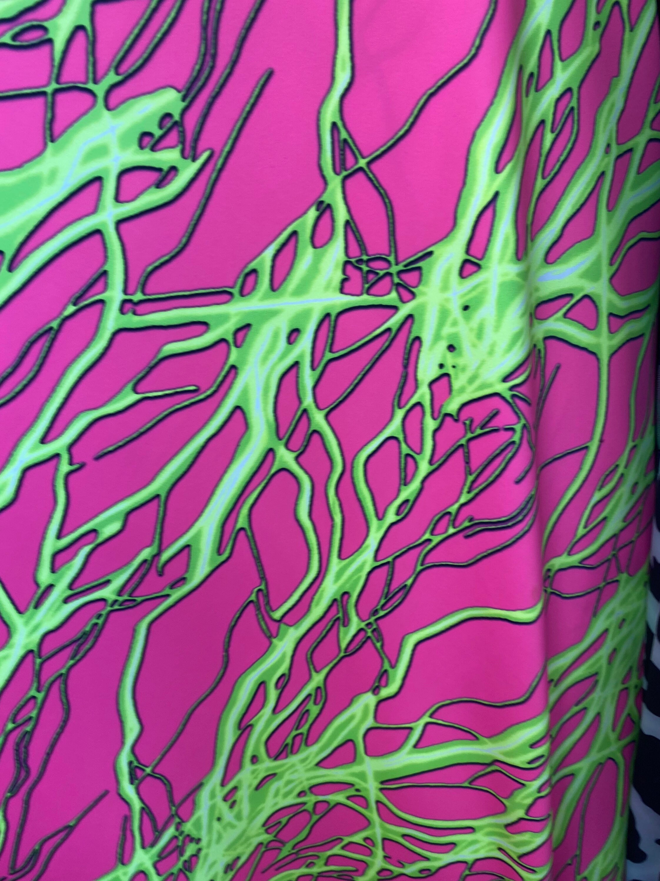 Neon Green Lightning Print on Neon Pink Nylon Spandex Fabric | Etsy