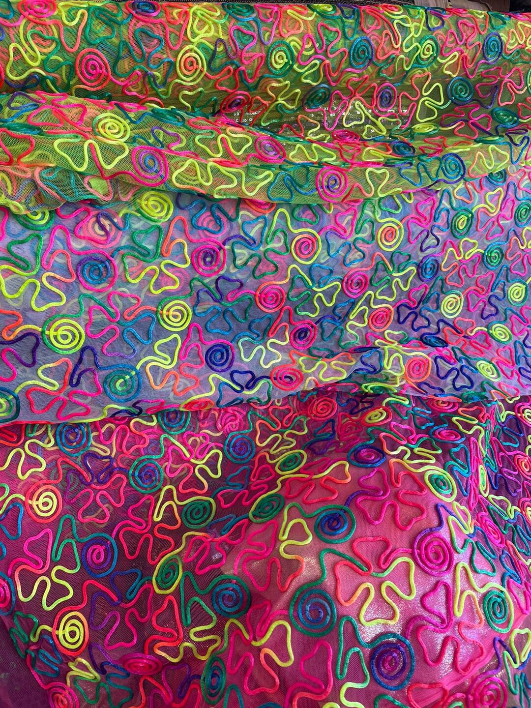 Abstract/swirls/geometric Design on Mesh Fabric Sold by the Yard - Etsy