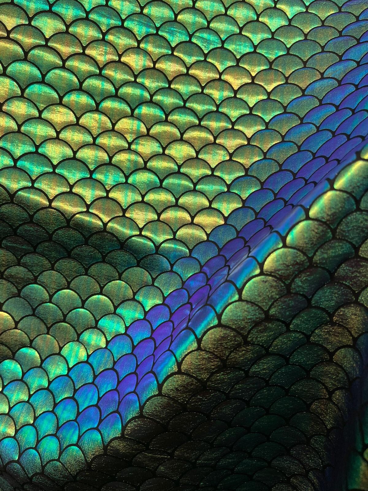 Iridescent mermaid foil fish scales Nylon Spandex 4-way | Etsy