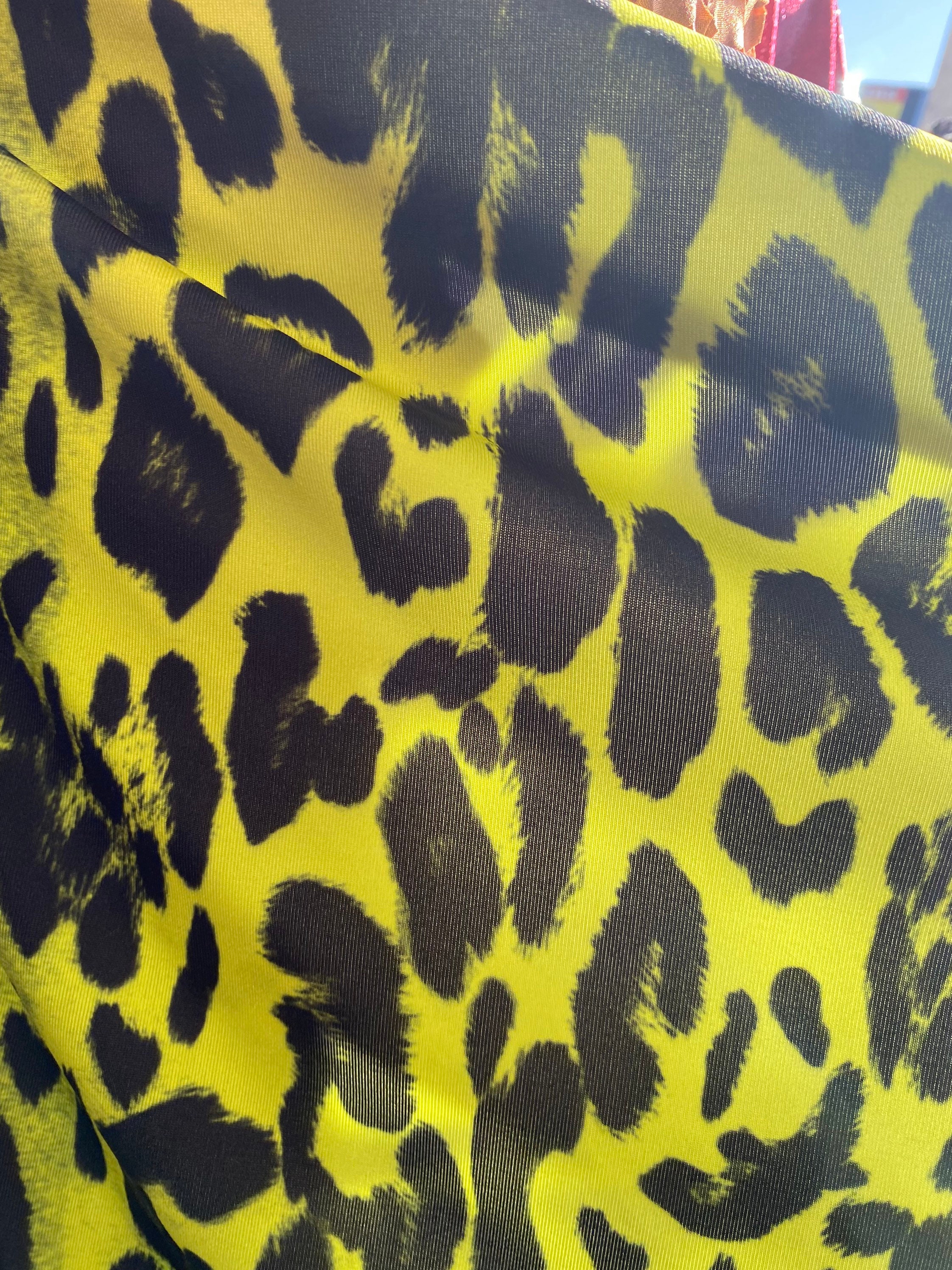 Neon Green Leopard Print Poly Spandex Fabric - Four Way Stretch - Etsy