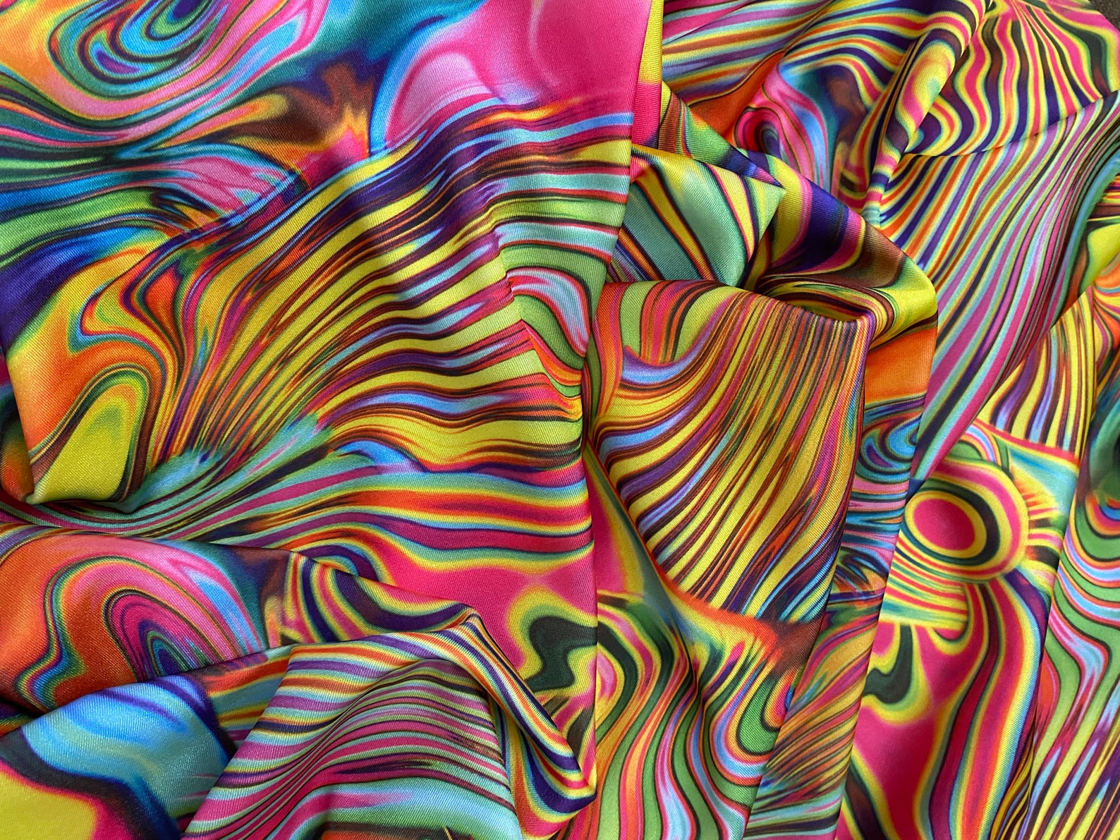 Psychedelic/abstract/tie Dye Design Print on Nylon Spandex - Etsy