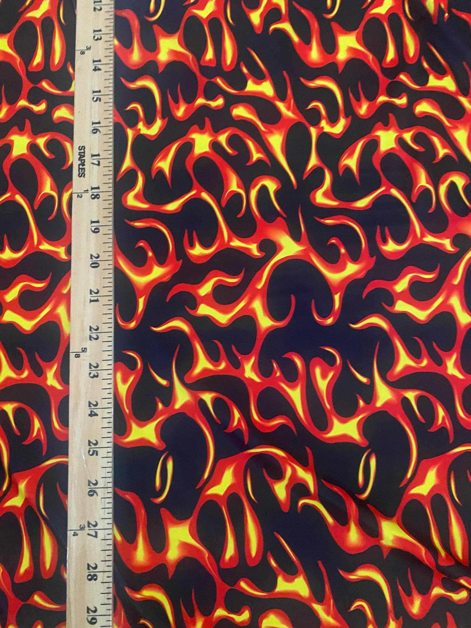 Flames/fire on Black Base Nylon Spandex Four Way Stretch - Etsy