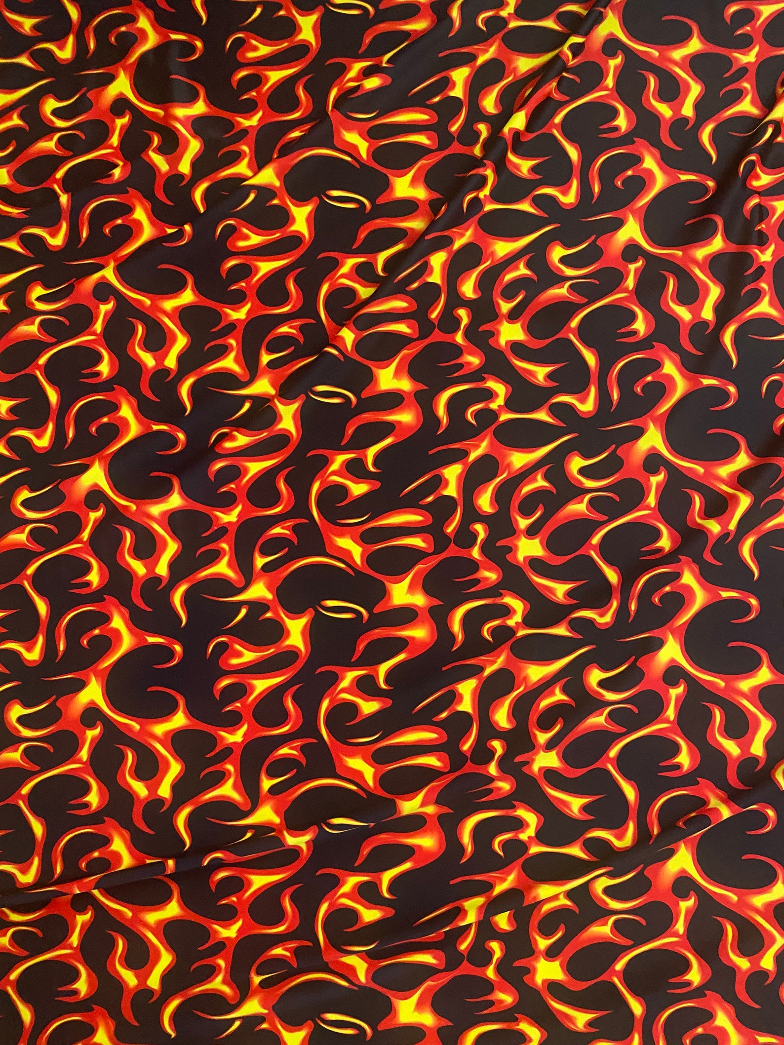 Flames/fire on Black Base Nylon Spandex Four Way Stretch - Etsy