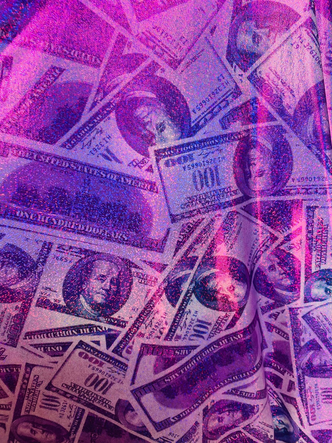 Purple Iridescent 100 Dollar Bills/money Print on Great Quality Nylon ...