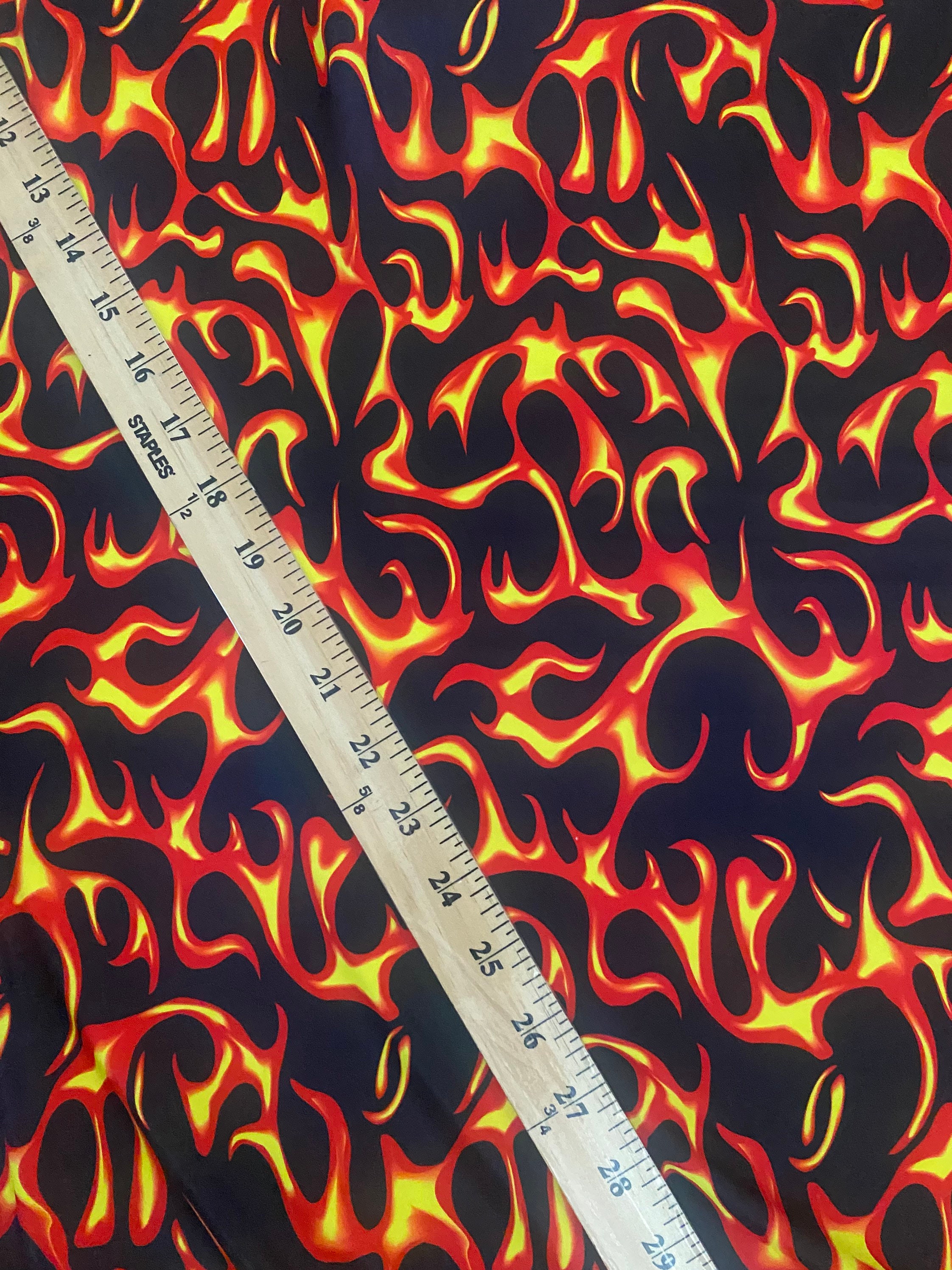 Flames/fire on Black Base Nylon Spandex Four Way Stretch - Etsy