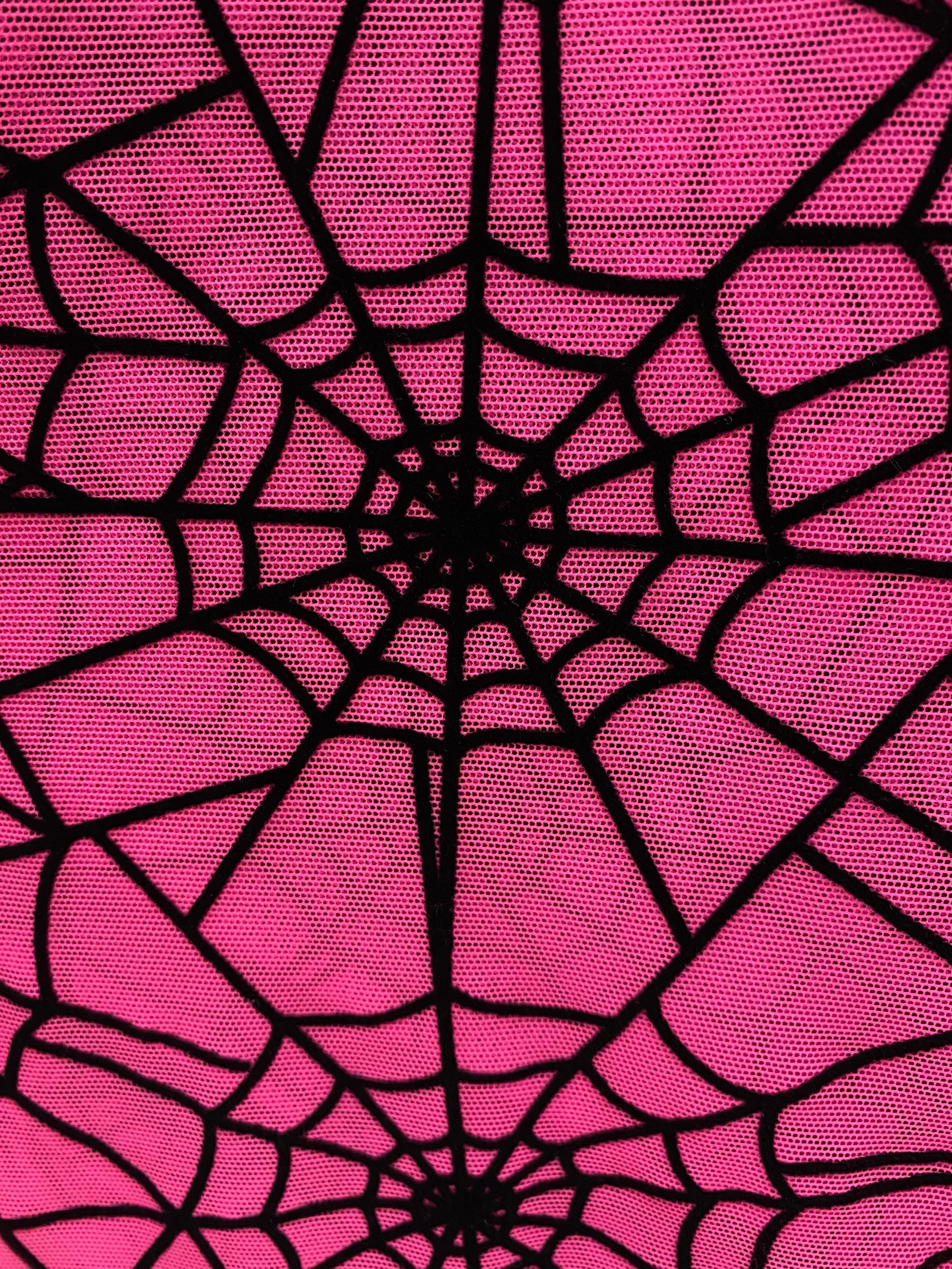 Mesh With Velvet Spiderwebs 4 Way Stretch Nylon Mesh Fabric Sold by the ...