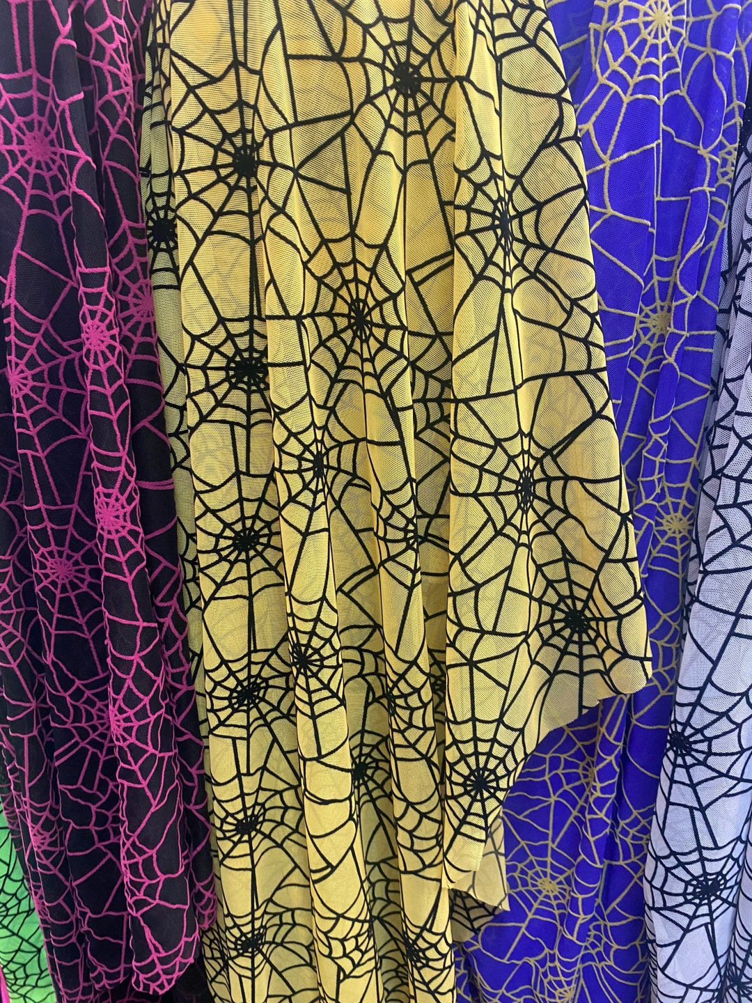 New!! Spider Web Design on Power Mesh Fabric Polyester Fabric, Four Way ...