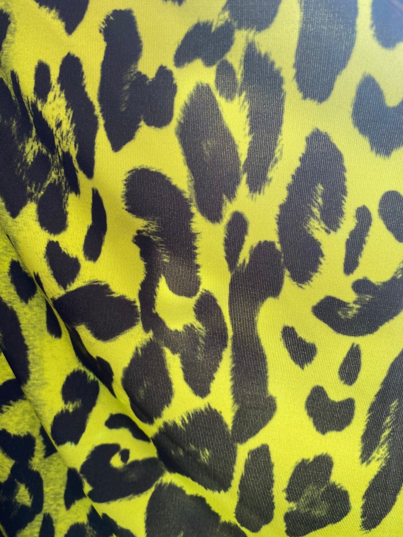 Neon Green Leopard Print Poly Spandex Fabric - Four Way Stretch - Etsy