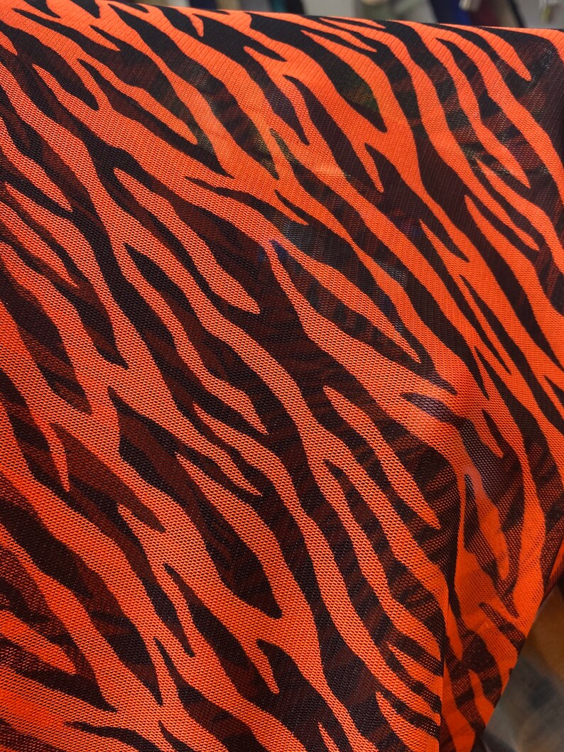 Black and Orange Zebra Print Mesh Fabric Sold by the Yard | Etsy