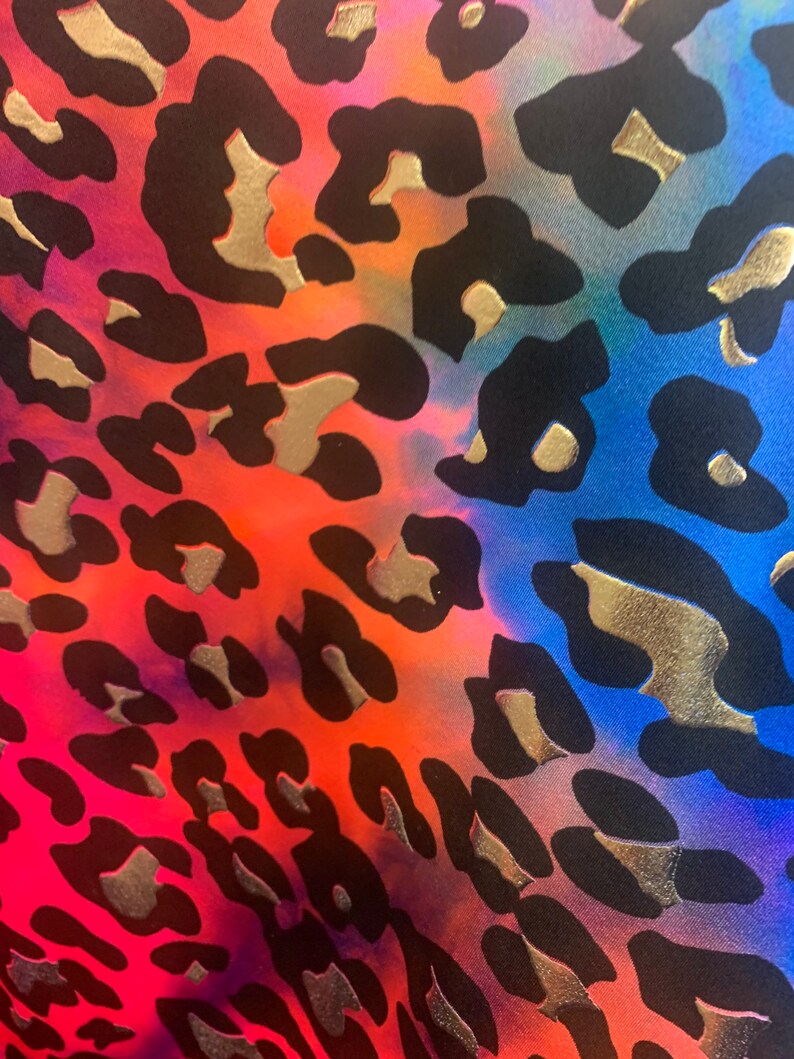 Metallic Leopard Design Print on Tie Dye Spandex 4-way Stretch - Etsy