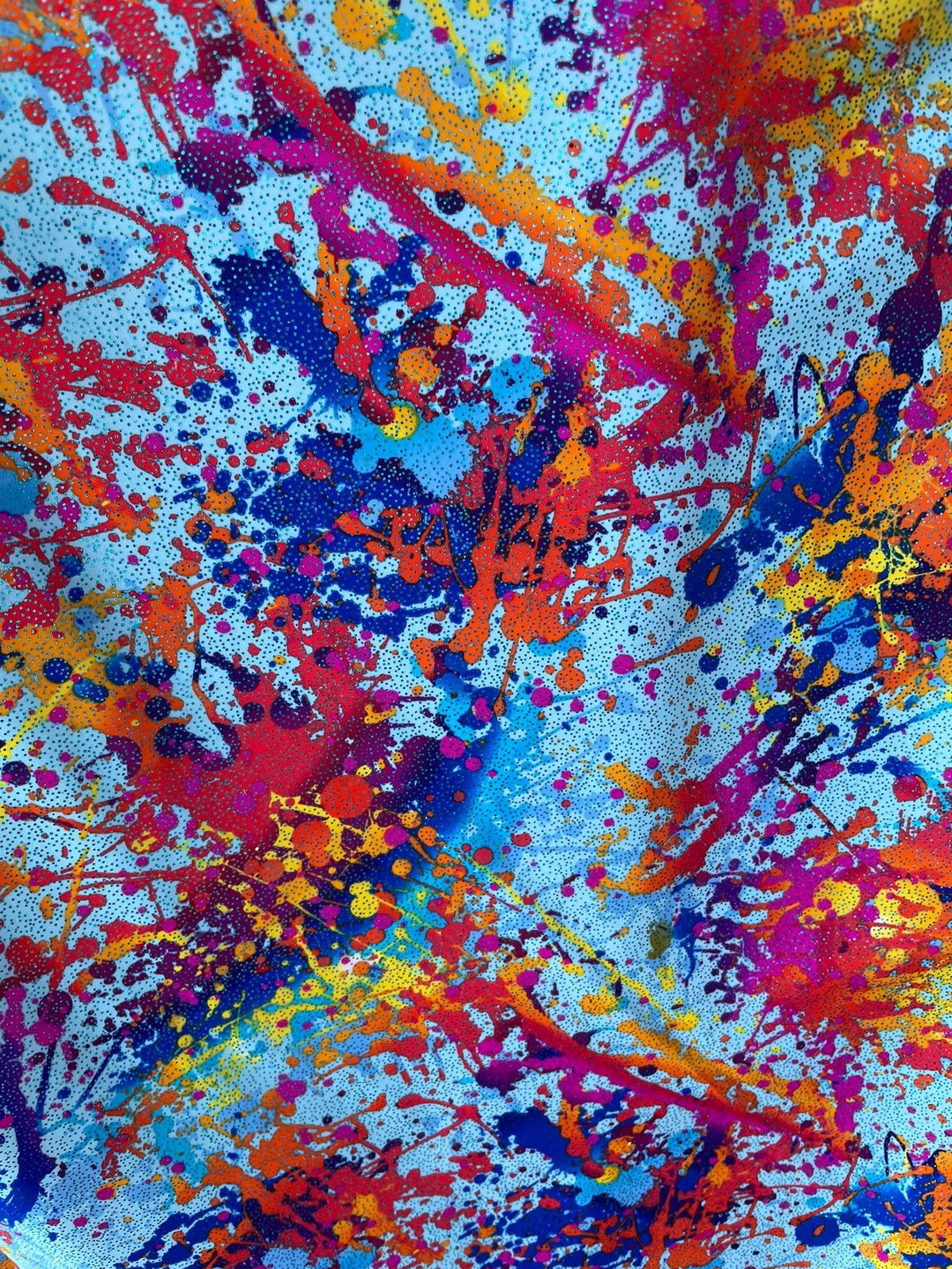 Graffiti Paint Splatter Design With Foil on Nylon Spandex Fabric Four ...
