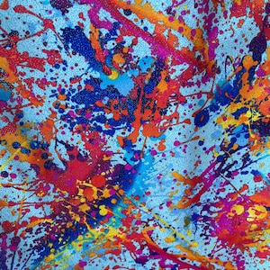 Graffiti Paint Splatter Design With Foil on Nylon Spandex Fabric Four ...