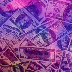 Purple Iridescent 100 Dollar Bill Print - Nylon Spandex Fabric - Etsy