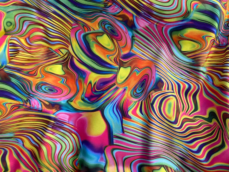 Psychedelic/abstract/tie Dye Design Print on Nylon Spandex - Etsy