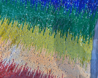 Multi-color Rainbow Wave Designs Stretch Sequins 2 Way on | Etsy