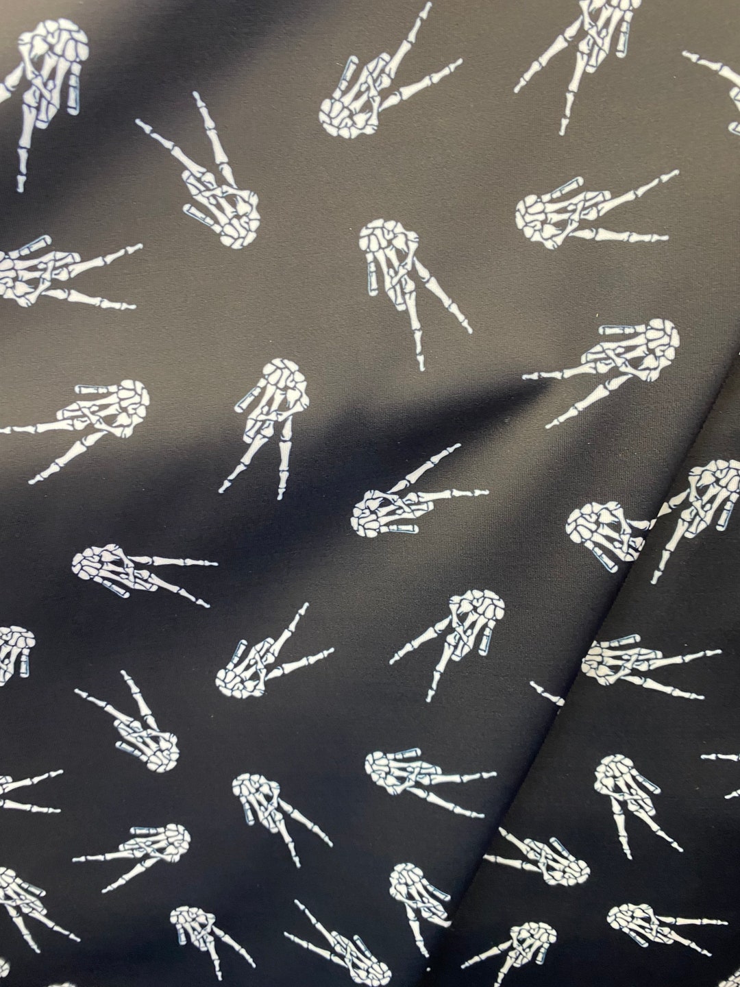 Skeleton Hands Fabric, Black Nylon Spandex, Four-way Stretch, Sold by ...