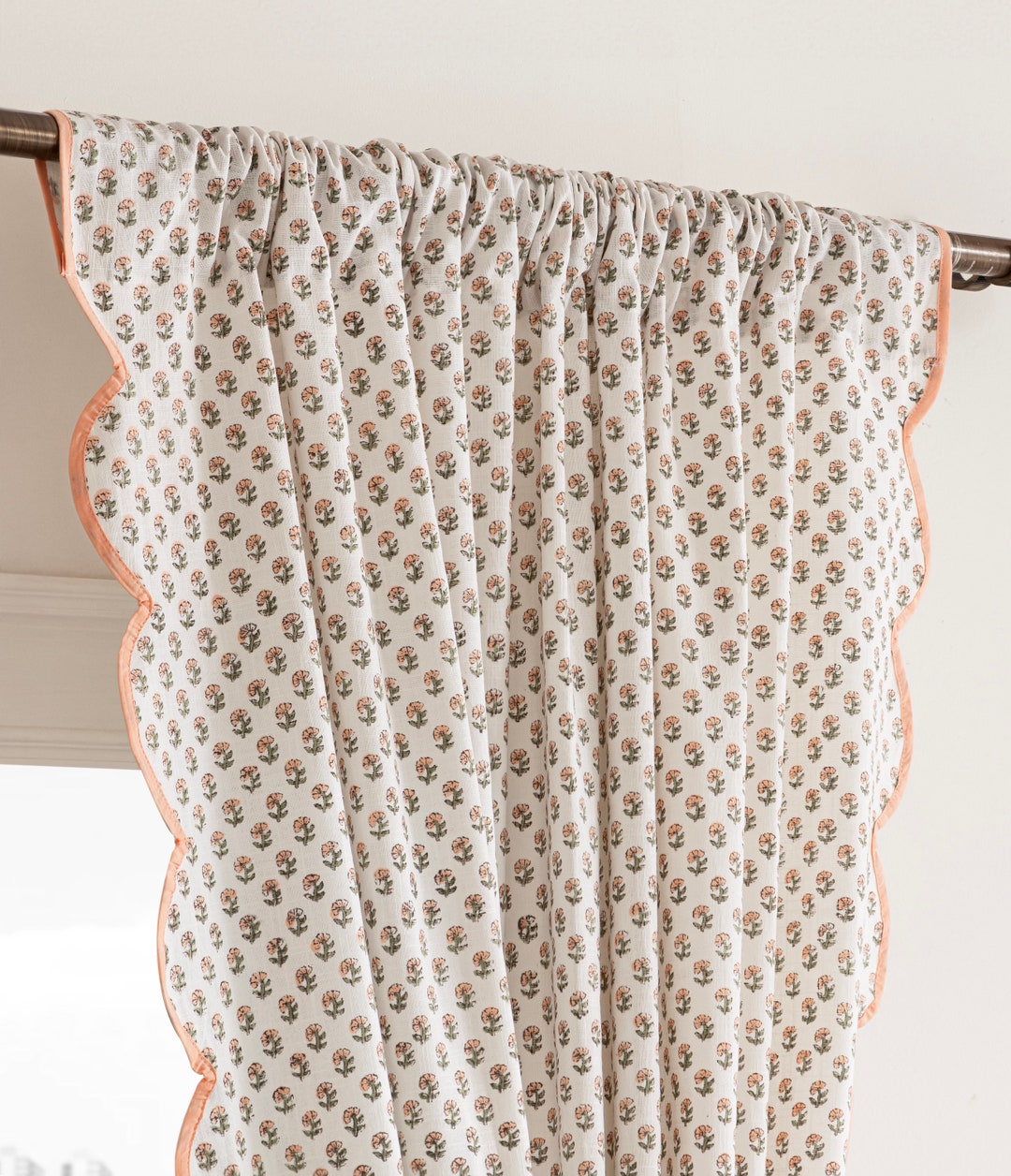 Scalloped Curtains Handblockprint Pinchpleat Curtains Vintage Kids Room ...