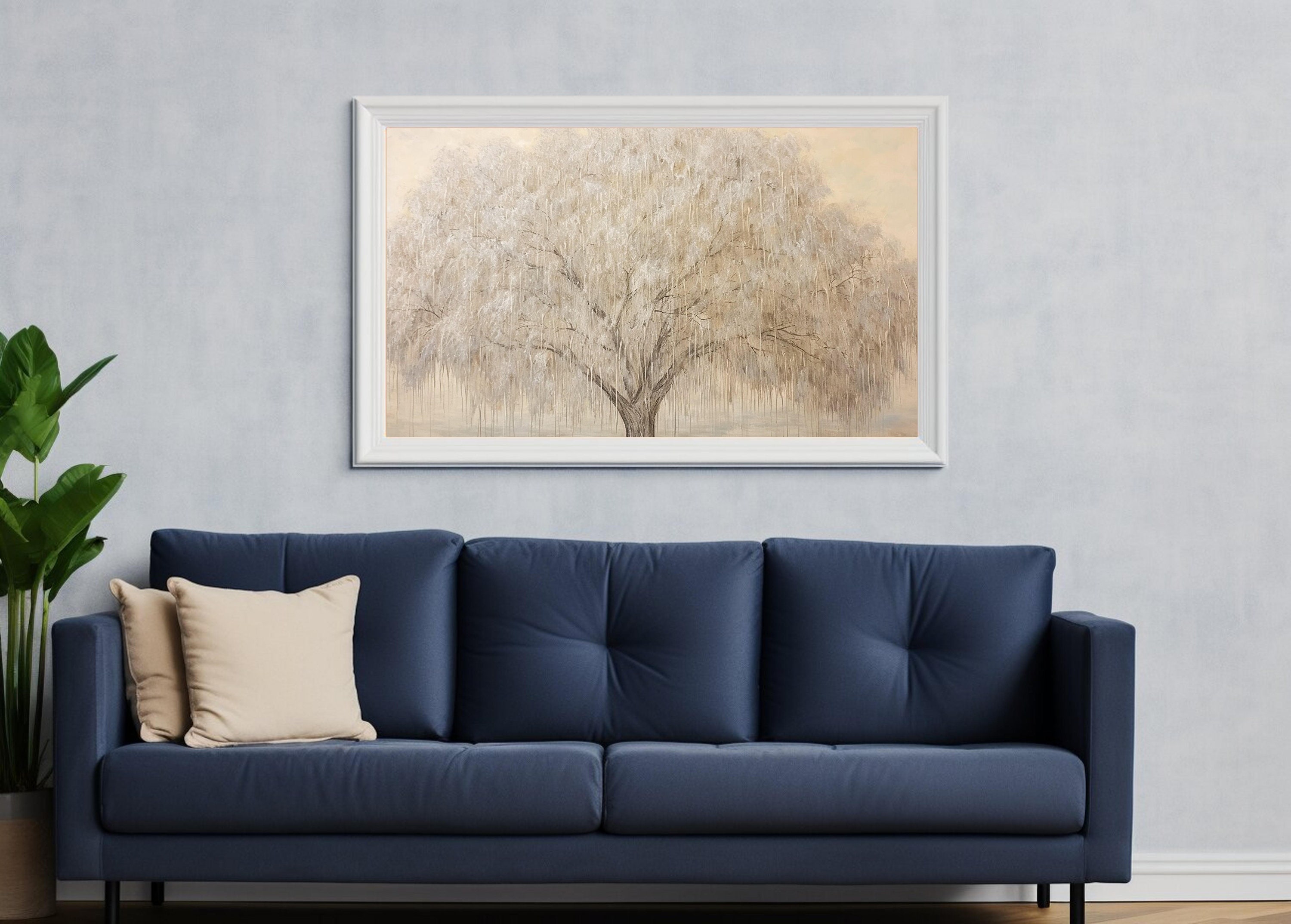Serene Weeping Willow Tree Art Print - Soft Palette Nature Painting ...