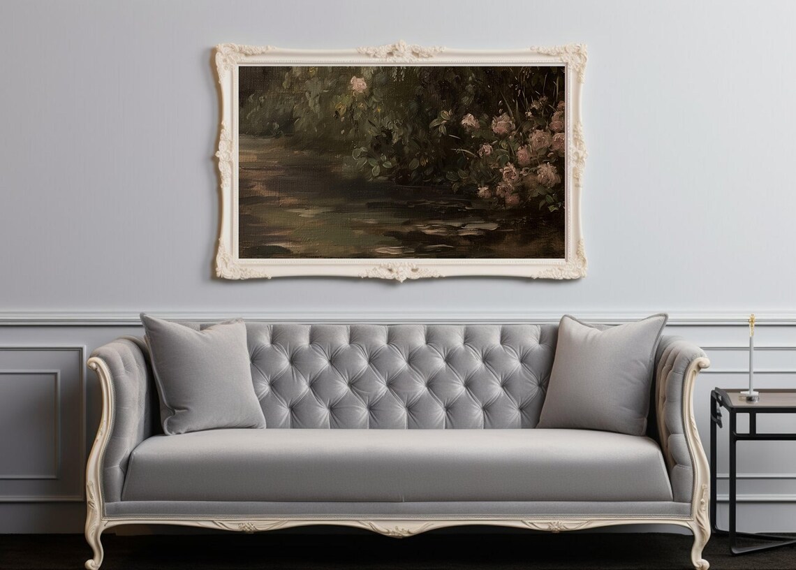 Vintage Impressionist Floral Art Print, Blooms by the River, Botanical ...