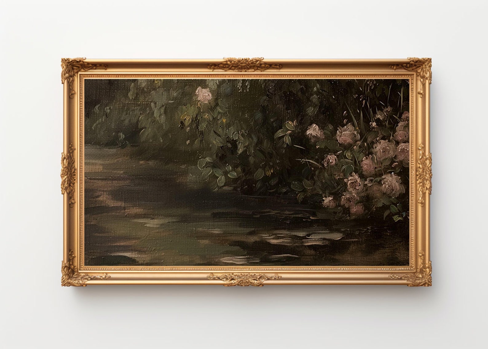 Vintage Impressionist Floral Art Print, Blooms by the River, Botanical ...