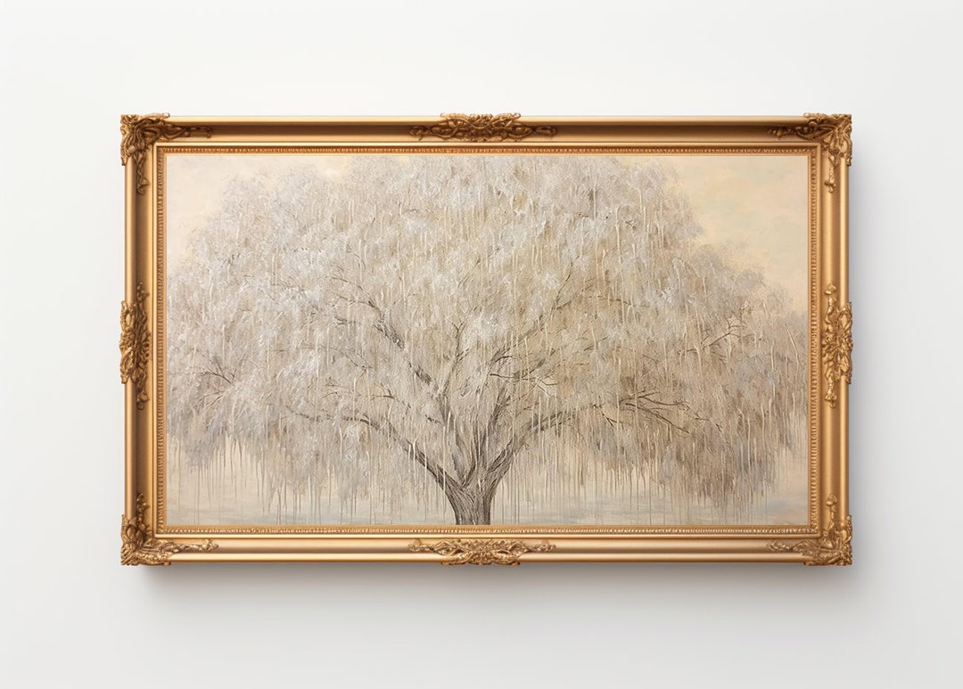 Serene Weeping Willow Tree Art Print - Soft Palette Nature Painting ...