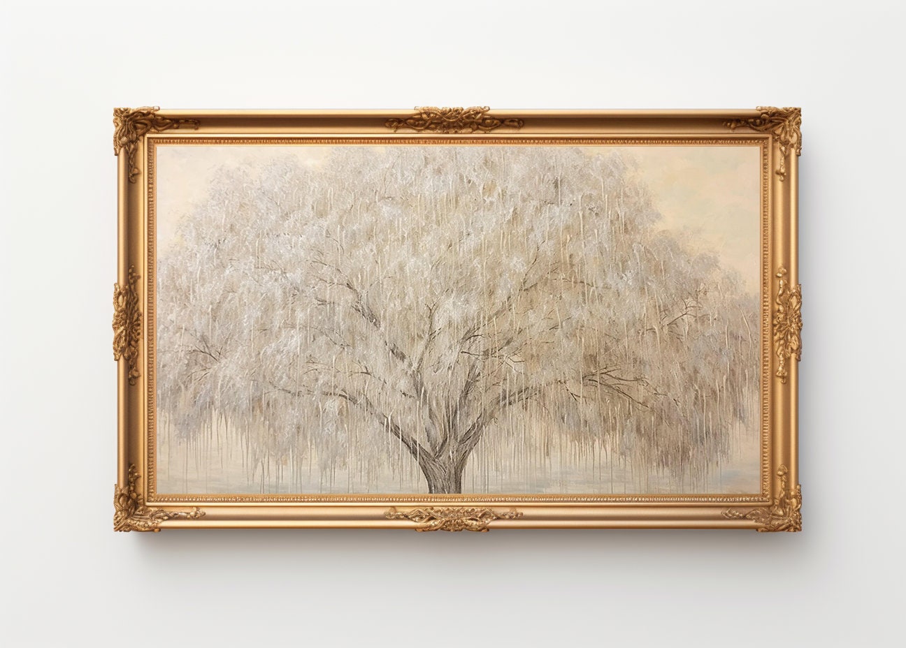 Serene Weeping Willow Tree Art Print - Soft Palette Nature Painting ...