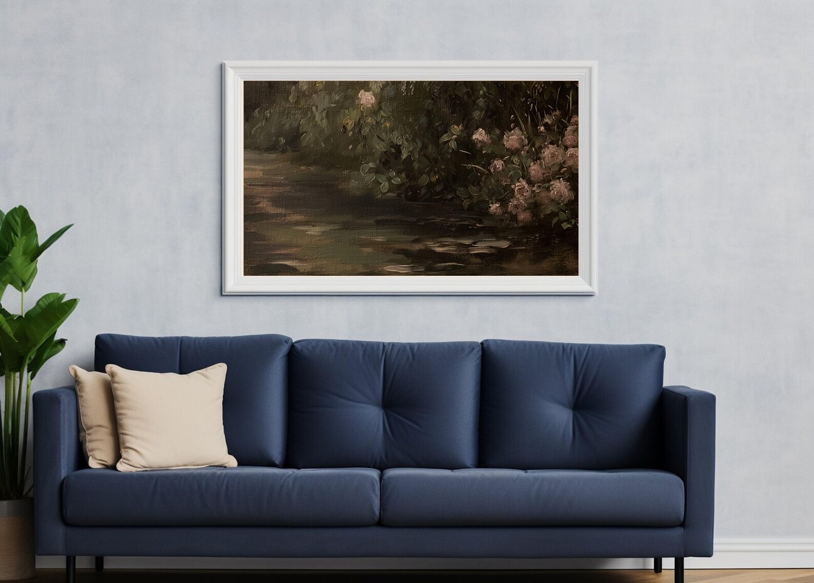 Vintage Impressionist Floral Art Print, Blooms by the River, Botanical ...